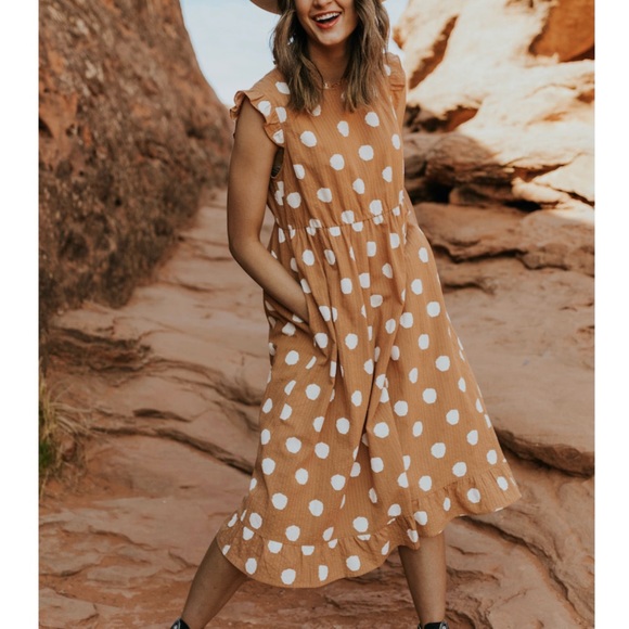Roolee | Dresses | Roolee Gwendolyn Dot Sleeveless Midi Dress In Dusty ...